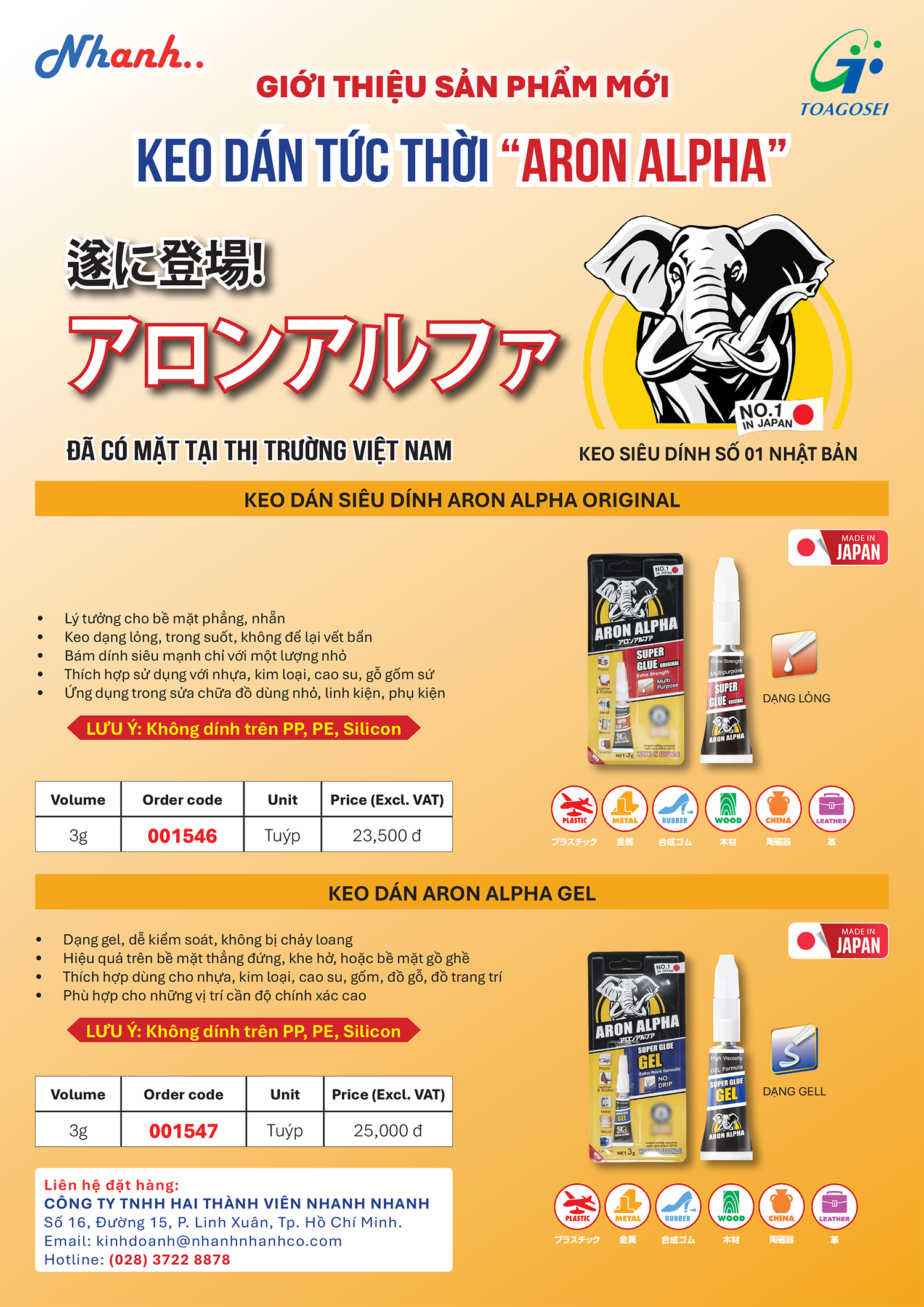 Aron Alpha – Keo Dán Tức Thời Số 1 Nhật Bản | Phân Phối Bởi Nhanh Nhanh